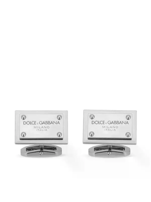 Dolce & Gabbana Logo-plaque Square-shape Cufflinks - Silver