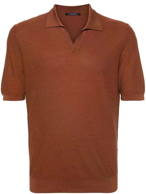Tagliatore Paco Split-neck Polo Shirt - Brown