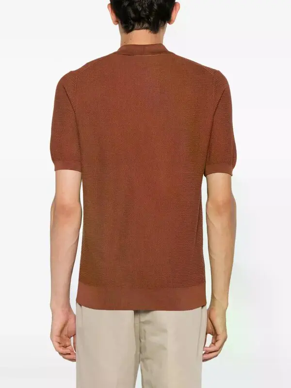 Tagliatore Paco Split-neck Polo Shirt - Brown