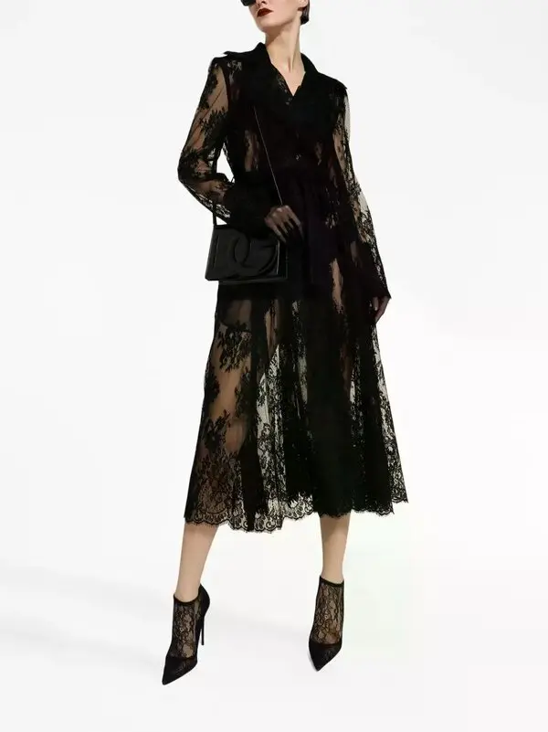 Dolce & Gabbana Lace Panel Long Sleeve Coat