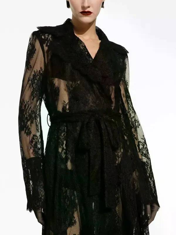 Dolce & Gabbana Lace Panel Long Sleeve Coat