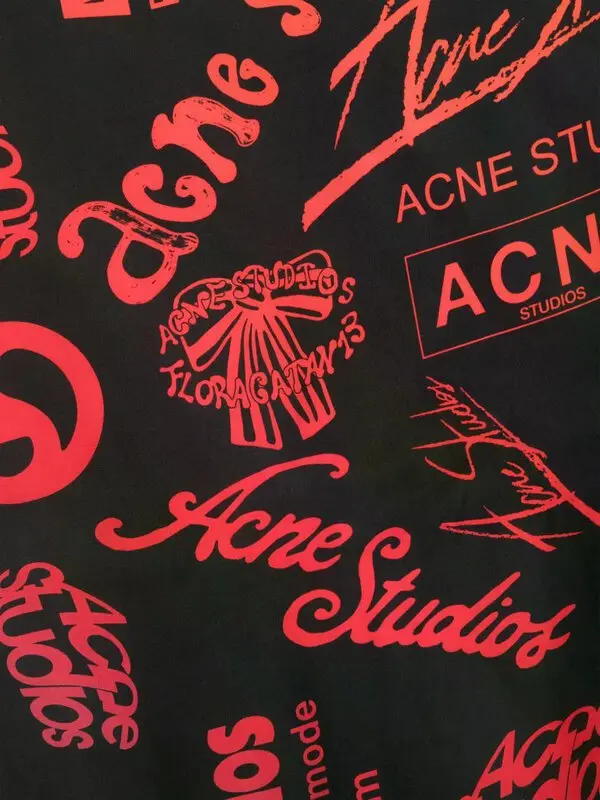 Acne Studios Logo-print Silk Scarf - Black