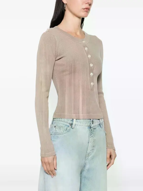 Citizens Of Humanity Varra Ribbed Long-sleeve Top - Neutrals