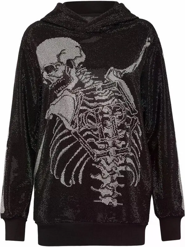 Philipp Plein Skeleton Embellished Hoodie - Black