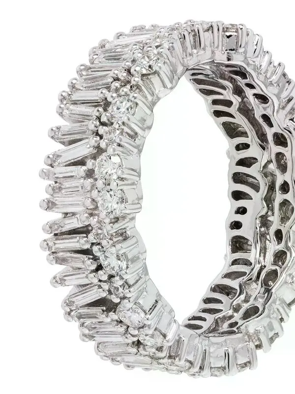 SUZANNE KALAN 18kt White Gold Baguette And Diamond Ring