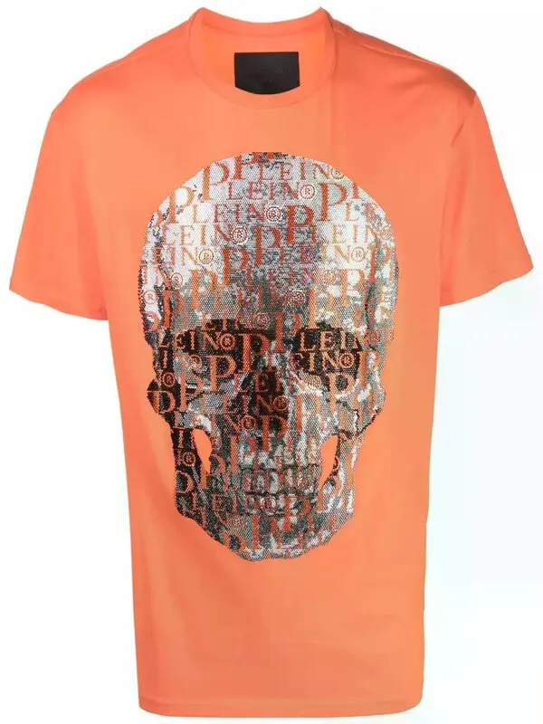 Philipp Plein Beaded Logo-skull T-shirt - Orange