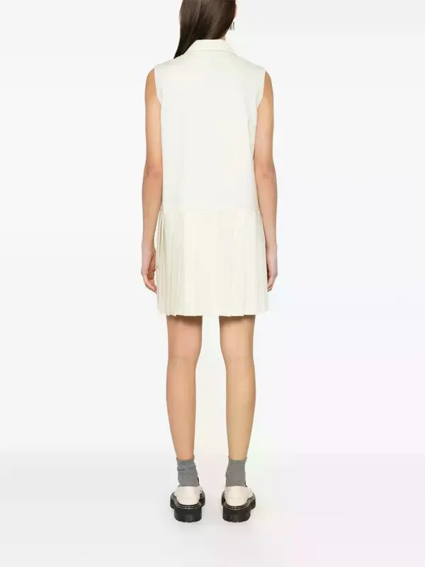 Miu Miu Sleeveless Pleated Shirt Dress - Neutrals