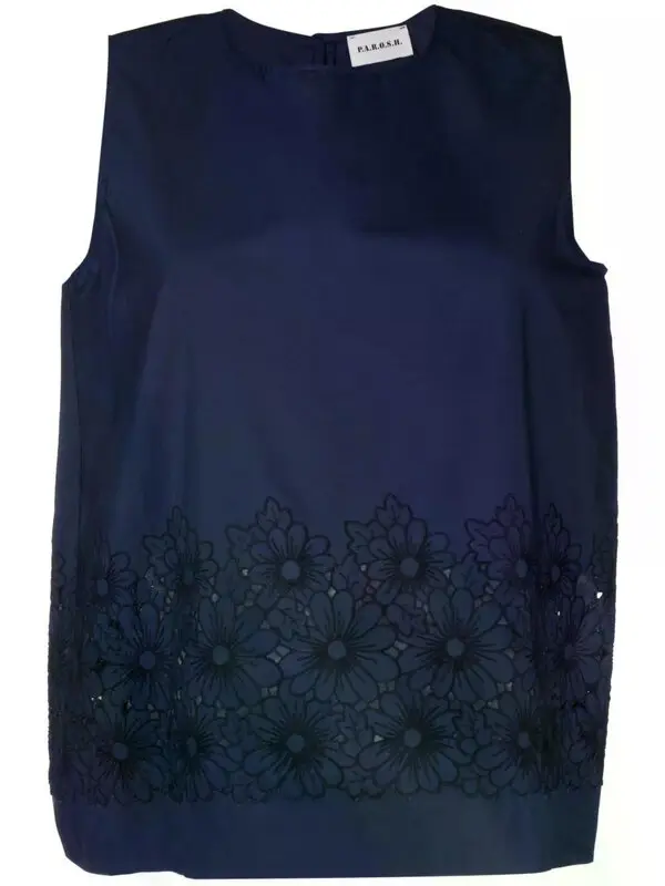 P.a.r.o.s.h Navy Cotton Cut-out Detail Top - Blue