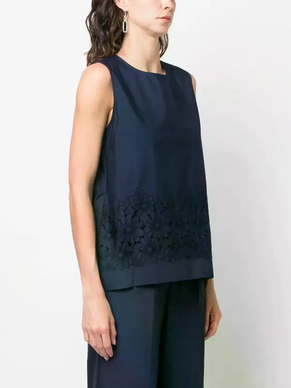 P.a.r.o.s.h Navy Cotton Cut-out Detail Top - Blue