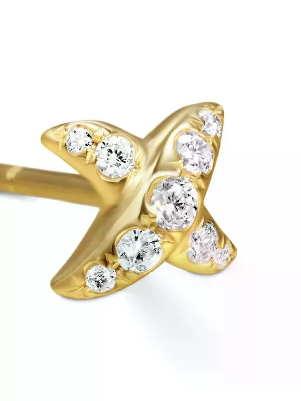 David Yurman 18kt Yellow Gold Crossover Diamond Stud Earrings