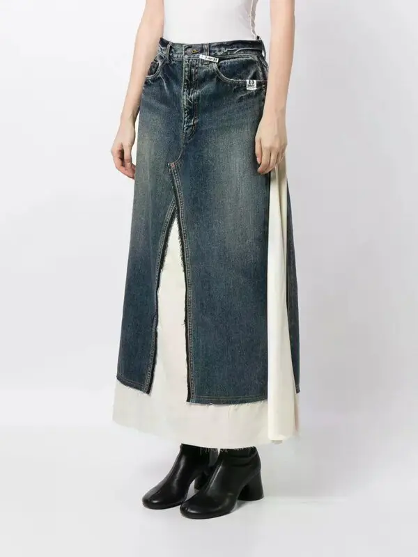 Mihara Yasuhiro Layered Denim Flared Skirt