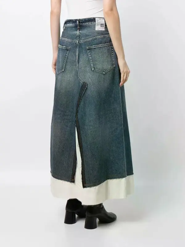 Mihara Yasuhiro Layered Denim Flared Skirt