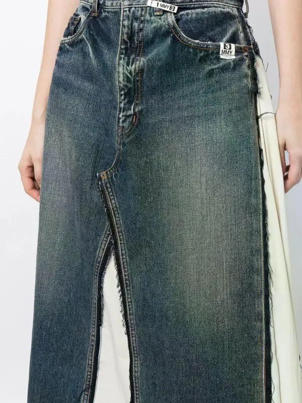 Mihara Yasuhiro Layered Denim Flared Skirt