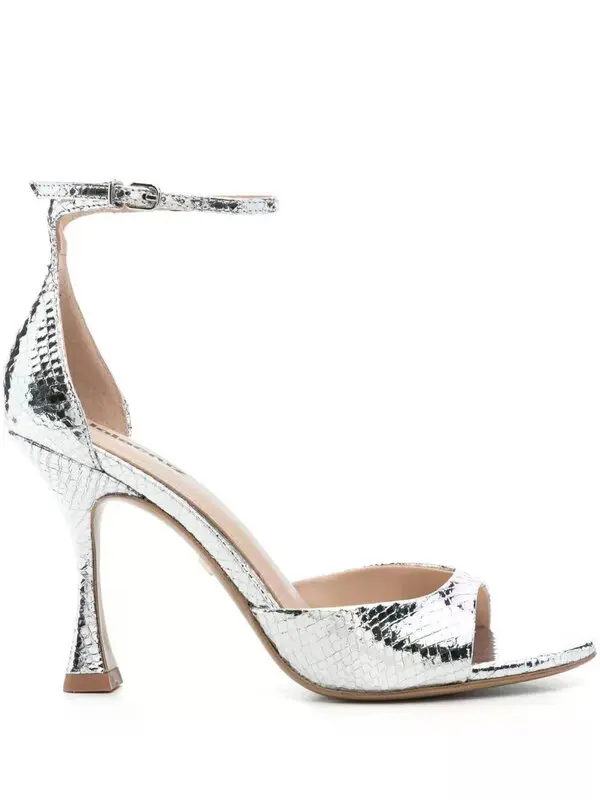 Lola Cruz Tone Buckle Fastening Ankle Strap Sandals - Silver
