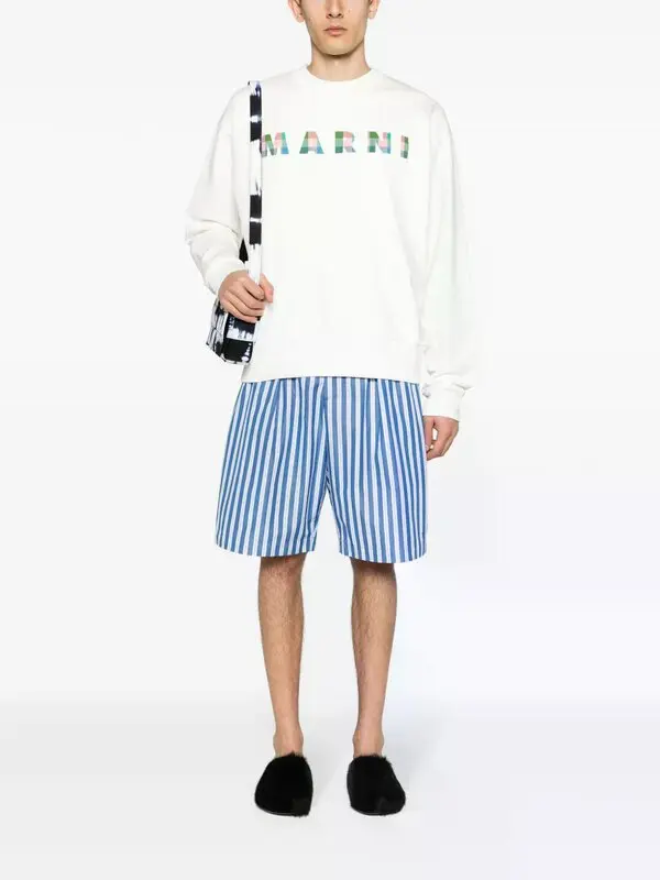 Marni Striped Cotton Bermuda Shorts - Blue