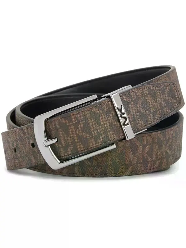 Michael Kors Logo Print Leather Belt