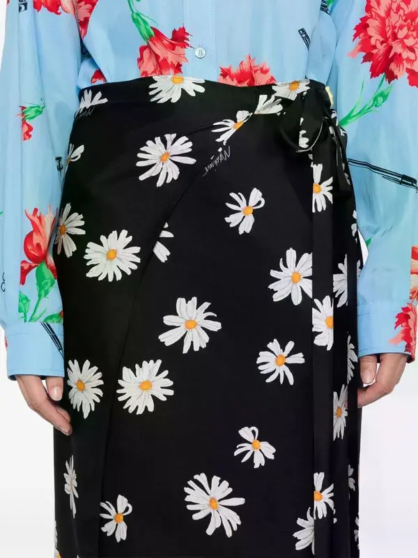 Moschino Colour-block Maxi Skirt With Floral And Fried Egg Prints