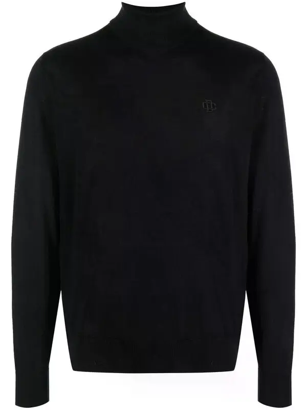 Dsquared2 Virgin Wool Monogram Roll Neck Jumper - Black