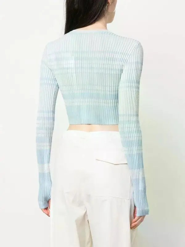 Elisabetta Franchi Striped Cropped Ribbed Knit Jumper