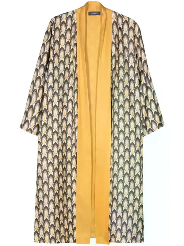 Lorena Antoniazzi Geometric-pattern Midi Silk Kaftan - Neutrals