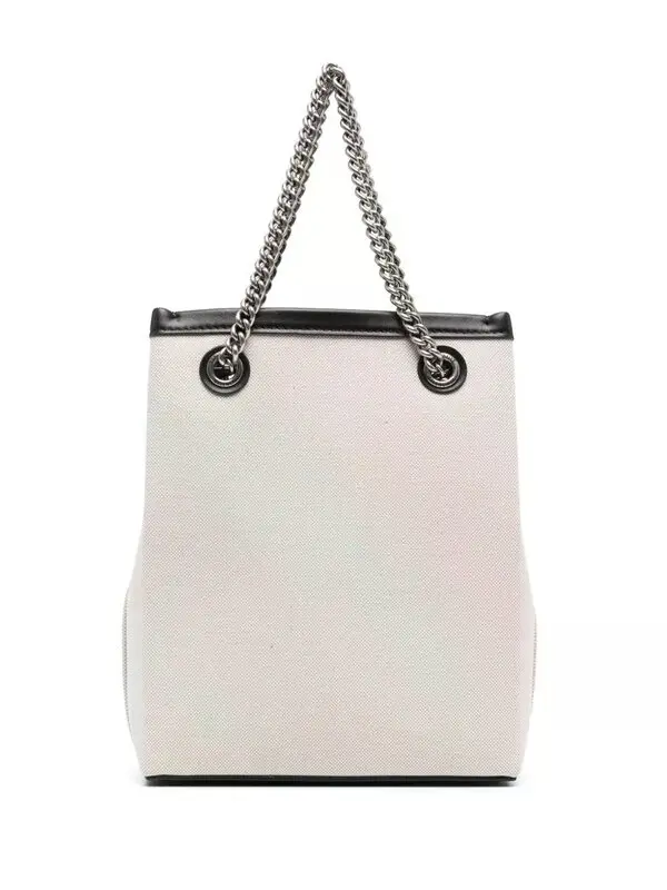 Balenciaga Canvas Phone Bag With Leather Trim And Chain Strap