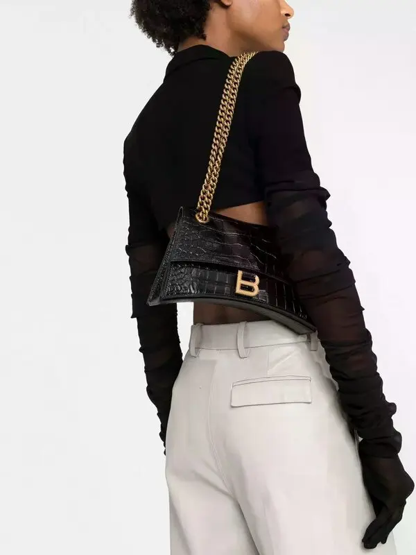 Balenciaga Small Crush Crocodile-embossed Shoulder Bag
