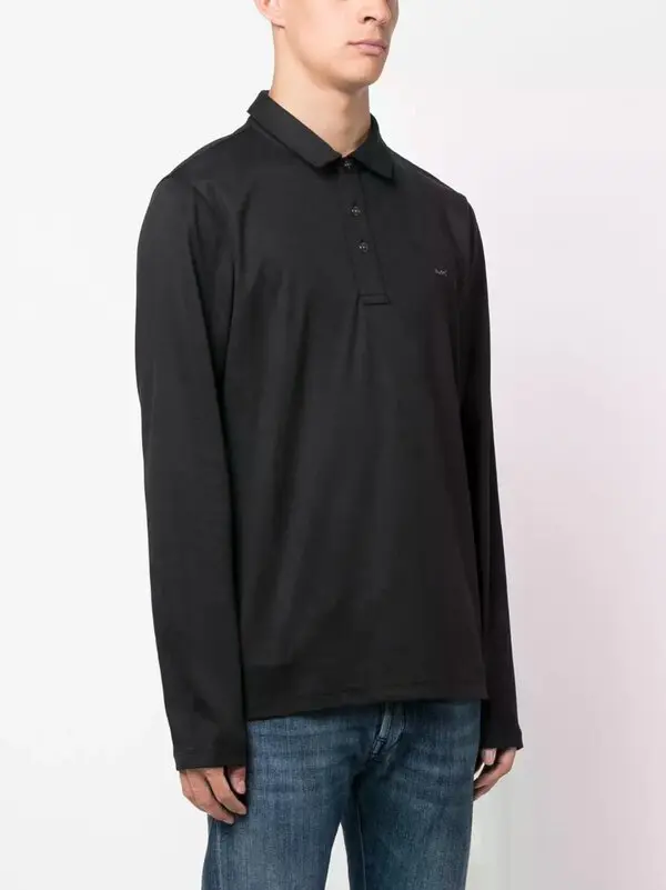 Michael Kors Long-sleeve Cotton Polo Shirt - Black