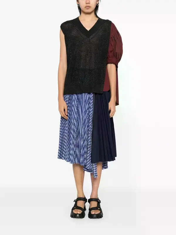 Kolor V-neck Jumper With Panelled Design - Black