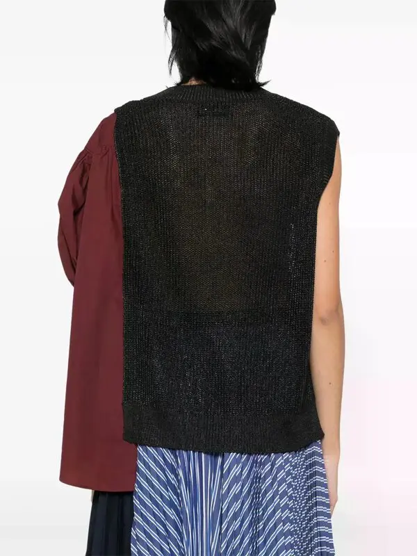 Kolor V-neck Jumper With Panelled Design - Black