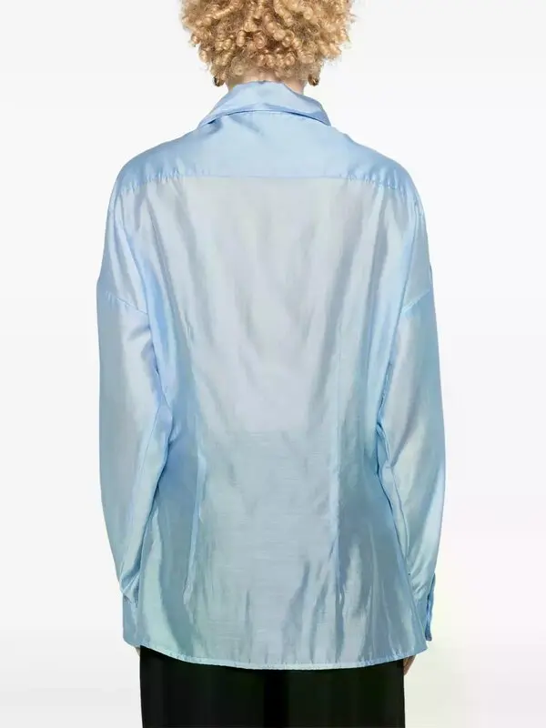 BLANCA VITA Pleated Spread-collar Shirt