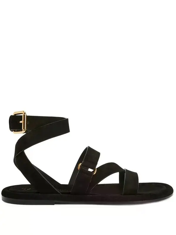 GIUSEPPE ZANOTTI Aymon Buckled Suede Sandals - Black