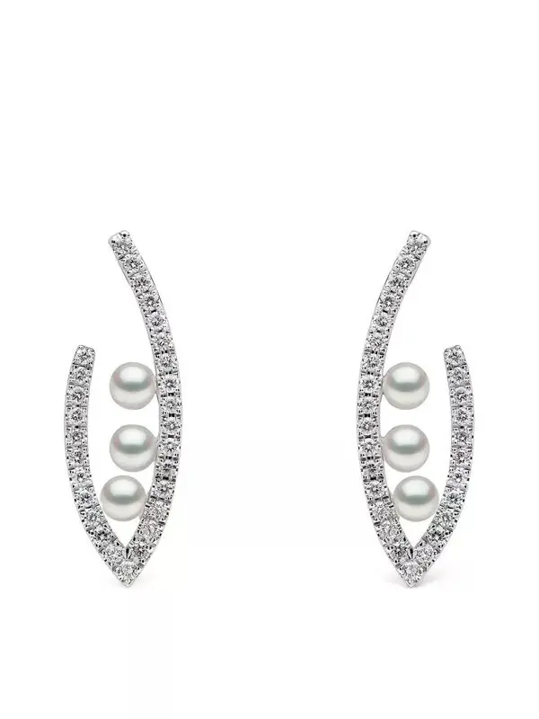 Yoko London 18kt White Gold Akoya Pearl And Diamond Earrings - Silver
