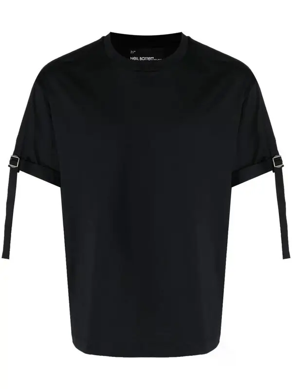 Neil Barrett Buckle-strap Cotton T-shirt - Black
