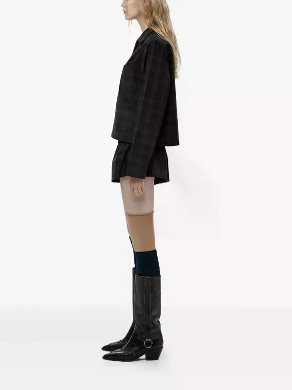 MAINLESS Plaid Button-front Shorts