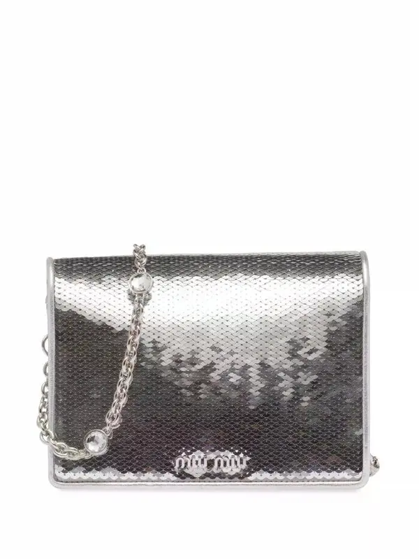 Miu Miu Sequin Embellished Leather Shoulder Bag