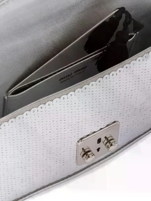 Miu Miu Sequin Embellished Leather Shoulder Bag