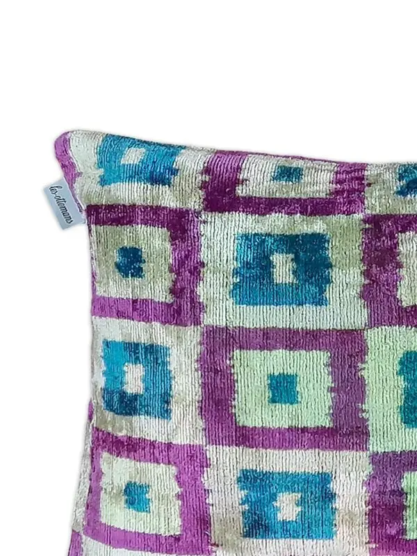LES-OTTOMANS Geometric-print Velvet Cushion