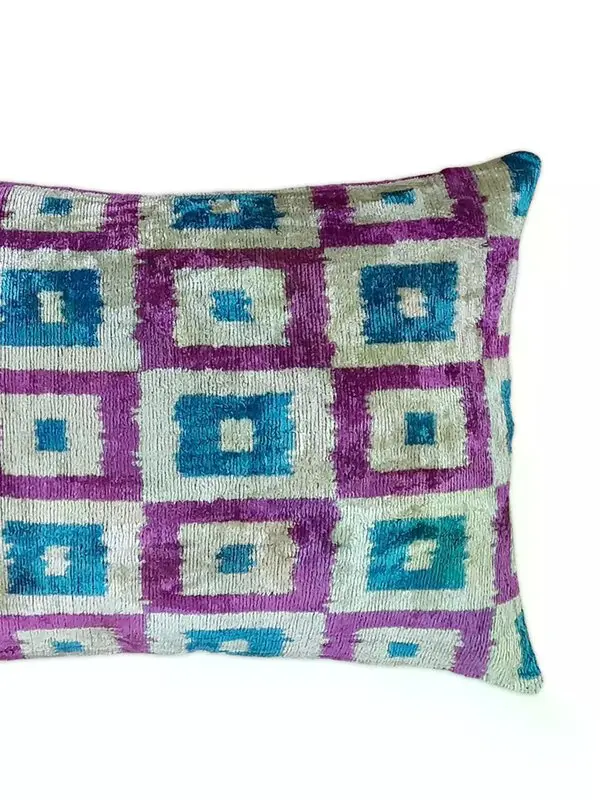 LES-OTTOMANS Geometric-print Velvet Cushion