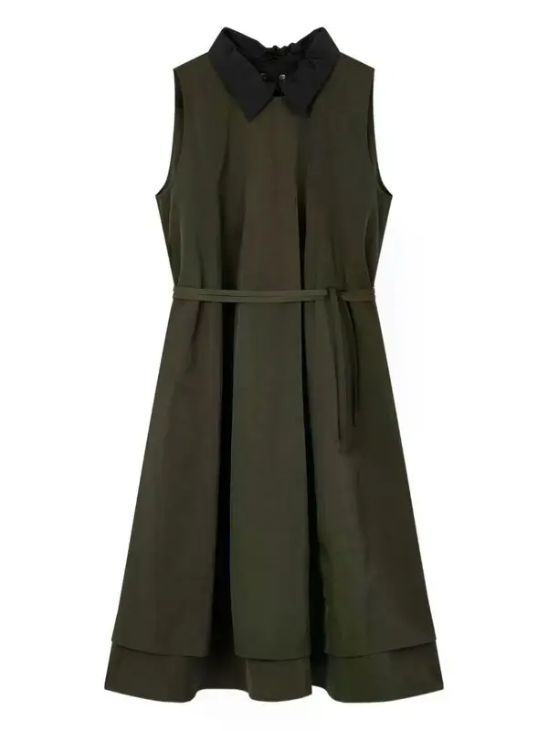 STUDIO TOMBOY Collared Belted Dress - Green