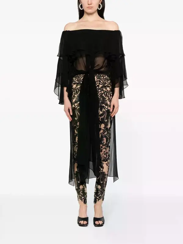 GEMY MAALOUF Bardot Neckline Sheer Long Top