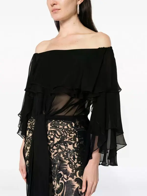 GEMY MAALOUF Bardot Neckline Sheer Long Top