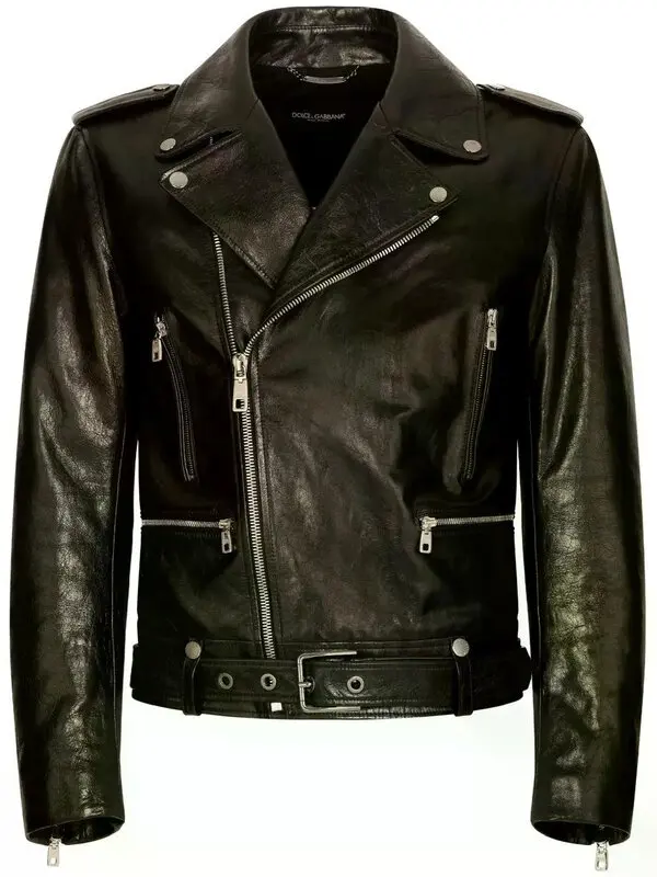 Dolce & Gabbana Grained Leather Biker Jacket