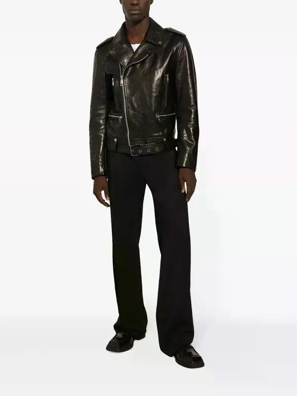 Dolce & Gabbana Grained Leather Biker Jacket