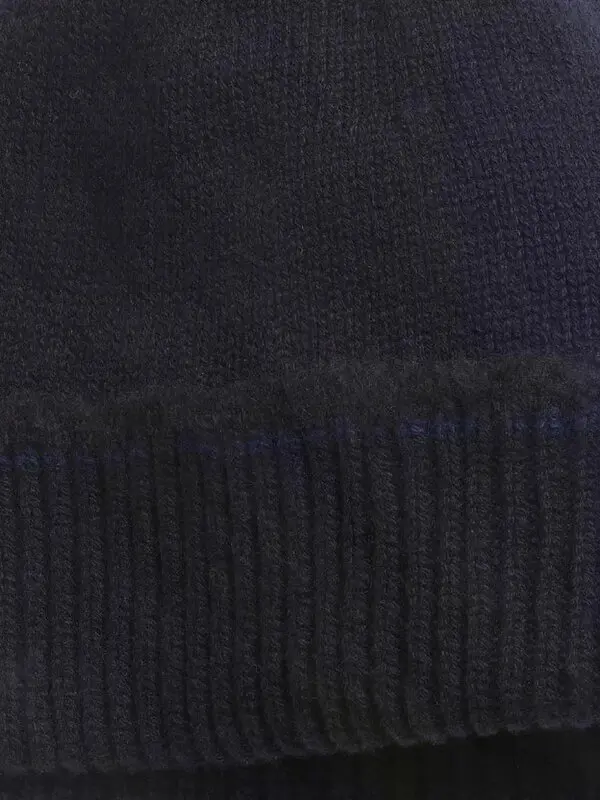 BARRIE Shearling Trimmed Cashmere Beanie - Blue