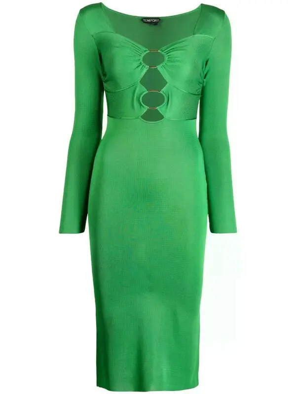 TOM FORD High-shine Cut-out Midi Dress - Green
