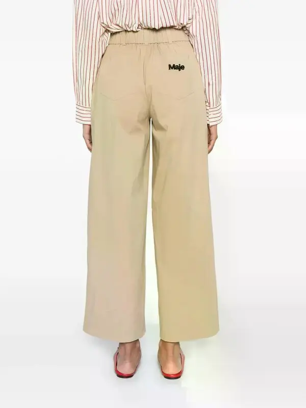 Maje Wide-leg Poplin Trousers - Neutrals