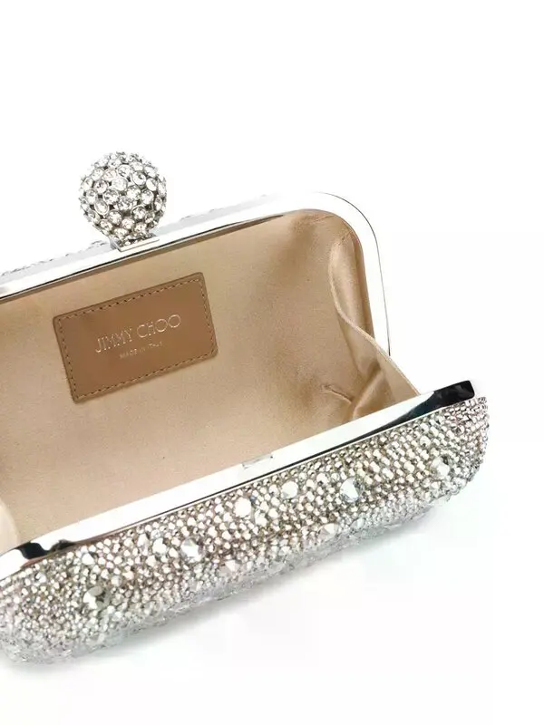 JIMMY CHOO Cloud Crystal-embellished Clutch - Silver