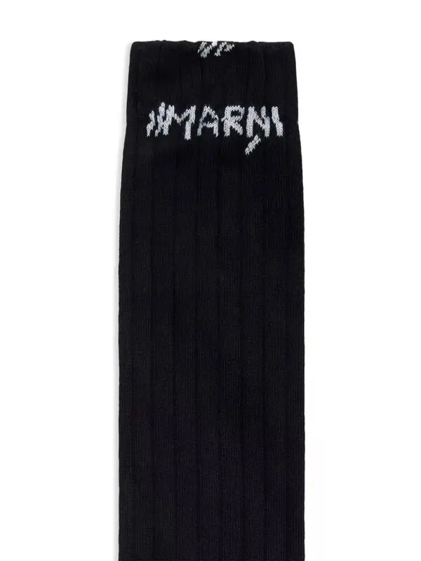 Marni Ribbed Cotton Socks With Mending-embroidery