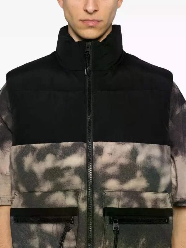 Hugo Tie-dye Print Padded Gilet - Black