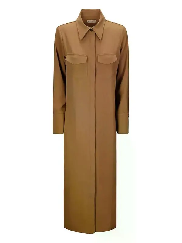 Alberto Biani Long Button-up Shirt Dress - Brown